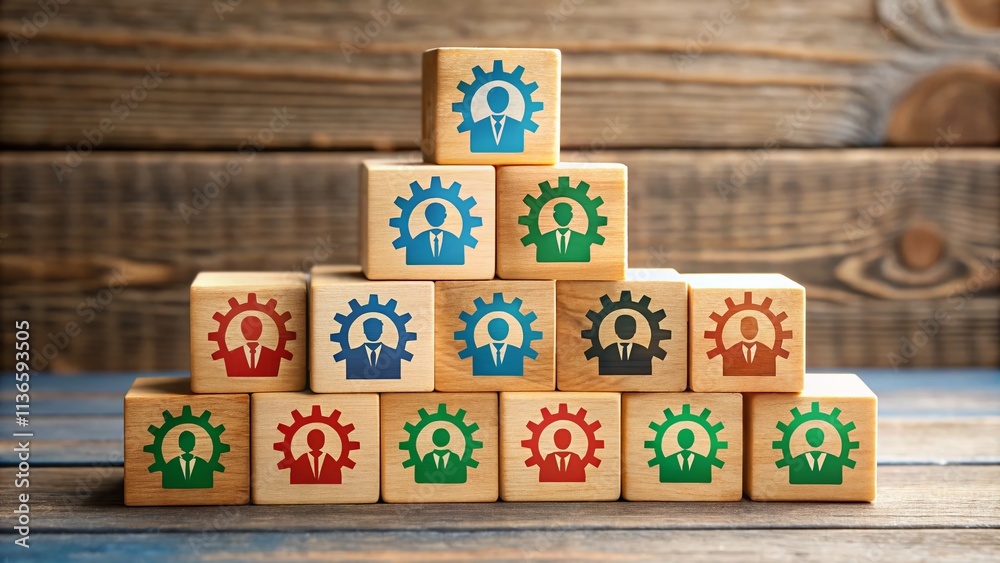 Organizational Chart Wooden Blocks, Gear Hierarchy, Business Structure ...