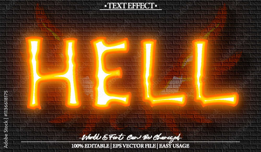 Hell Vector Text Effect Editable Alphabet Demon Fire Evil Death Horror ...