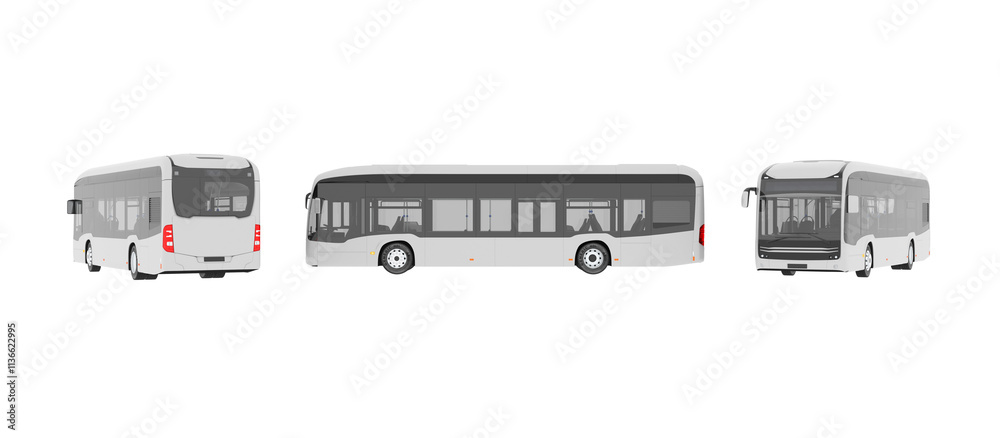 3D rendering bus set with blank surface for mockup branding, Coach Bus ...
