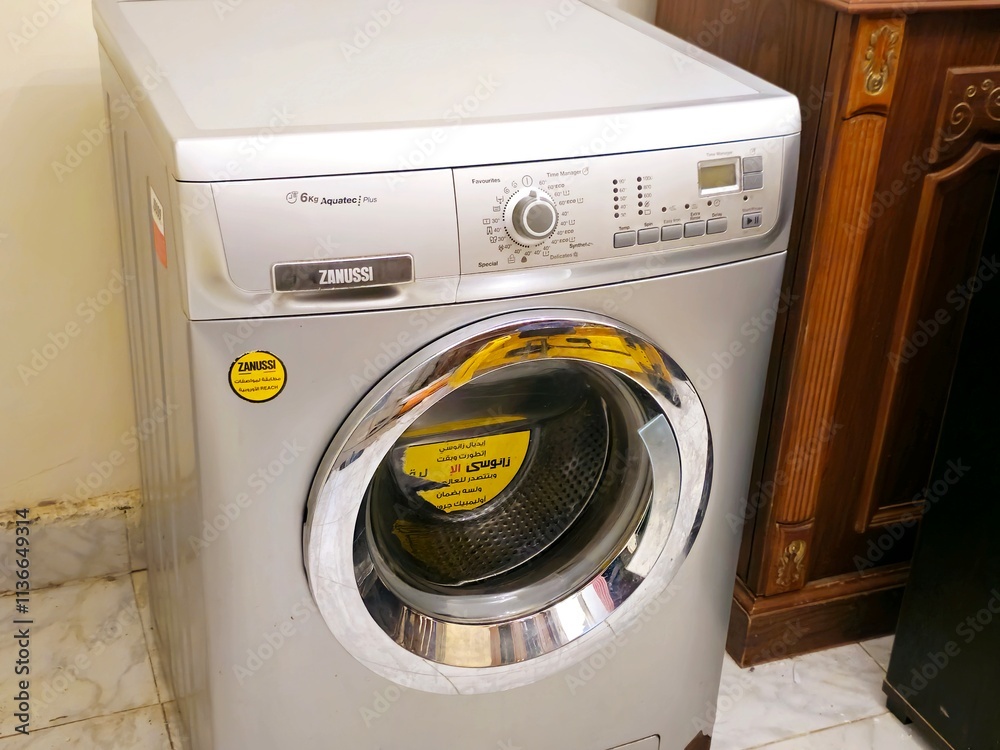 Cairo, Egypt, November 16 2024: Zanussi 6KG Aquatec plus front loading ...
