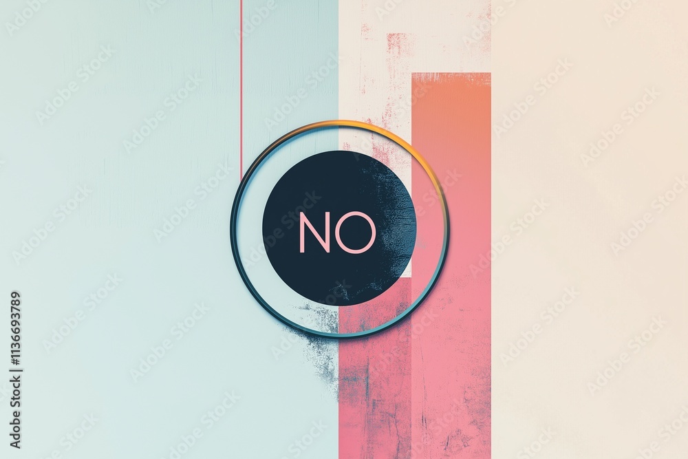 Minimalistic design featuring a circle with an inner circle marked 'No ...