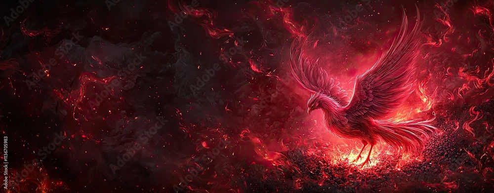 Iconography phoenix emerging ashes surround Rising Phoenix Silhouette ...