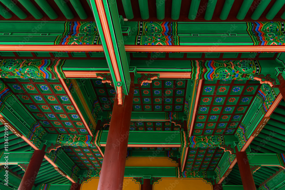 wooden ceiling of the government office building in the era of Joseon ...