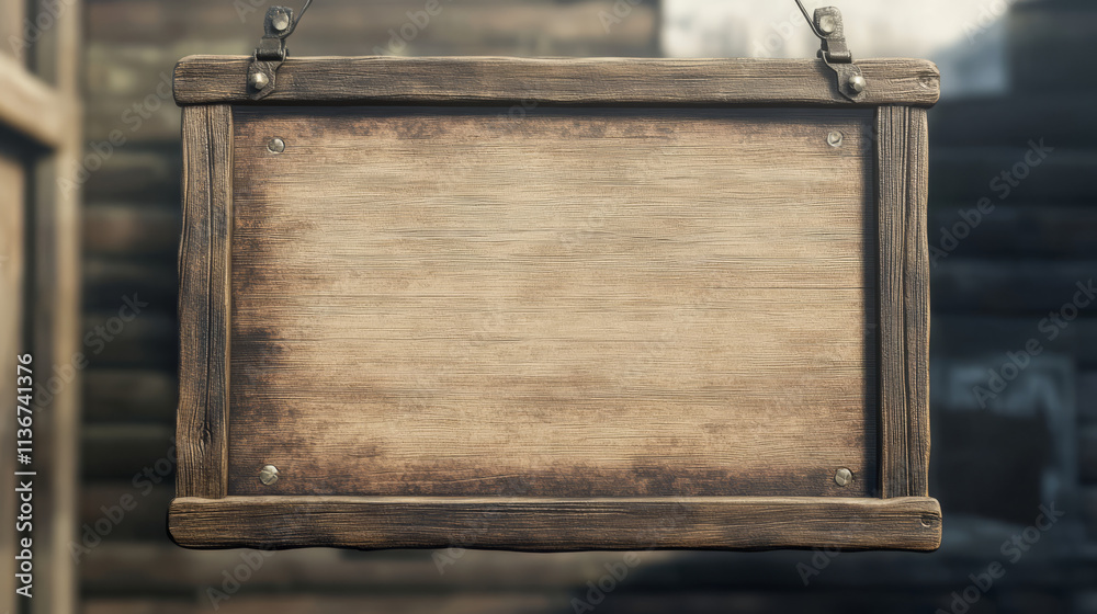 3d wood texture sign board. Wooden plank frame for saloon. Realistic ...