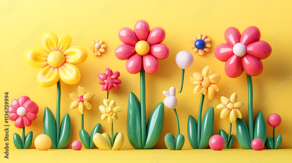 Eye-Catching 3D Inflatable Cute Flowers in Z Brush Style with Kawaii ...