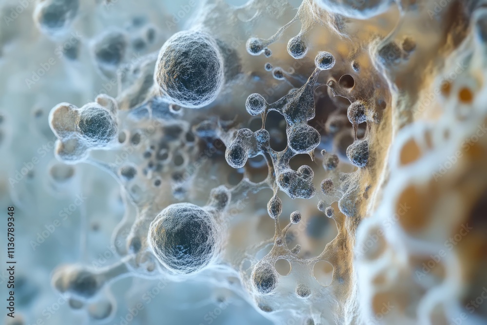 Exploring intricate mold spore textures under a microscope reveals ...