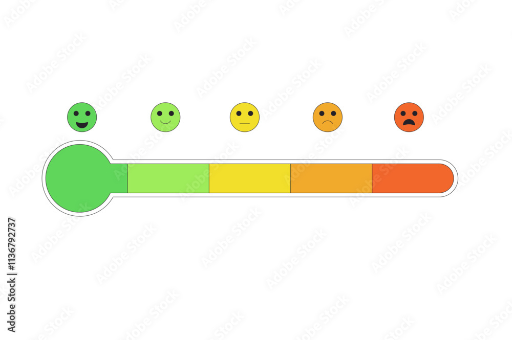 Emotion scale thermometer. Mental health and tired bar. Stress level ...