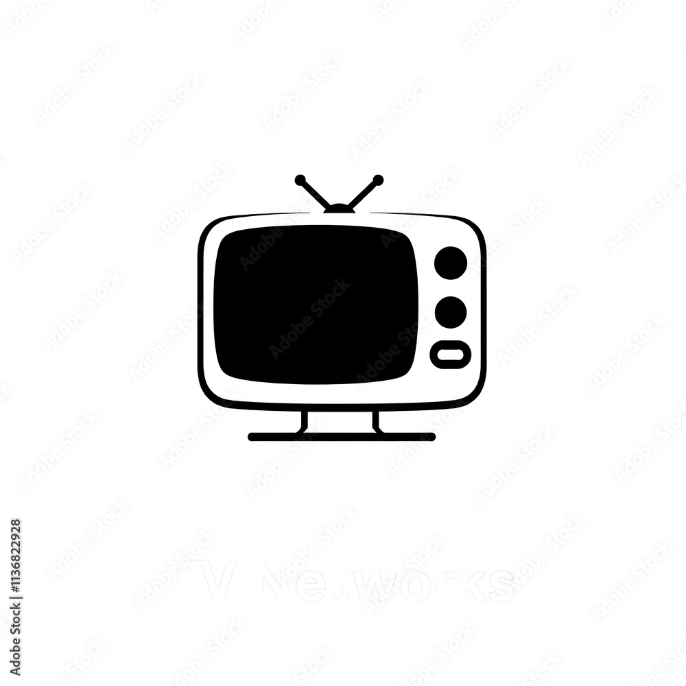 Retro TV Icon: A nostalgic symbol of classic entertainment, this simple ...