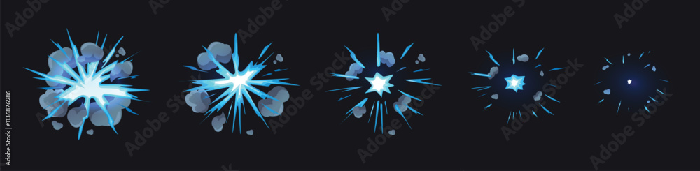 Cartoon energy explosion animation. Glowing burst effect sequence with ...