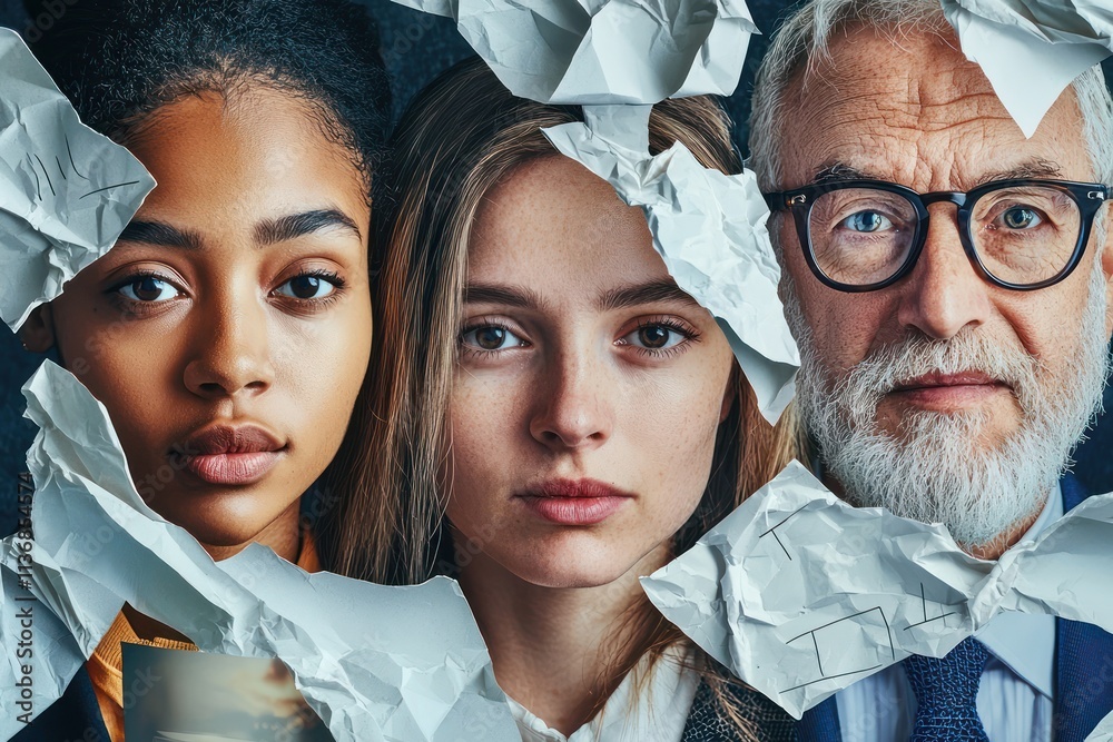 A business photo illustrating generational differences, with notes and ...