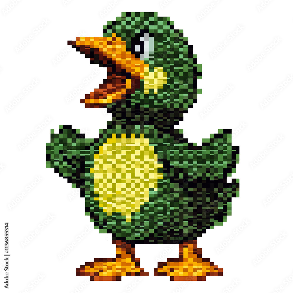 Pixel art duck quacking with transparent background Stock Illustration ...