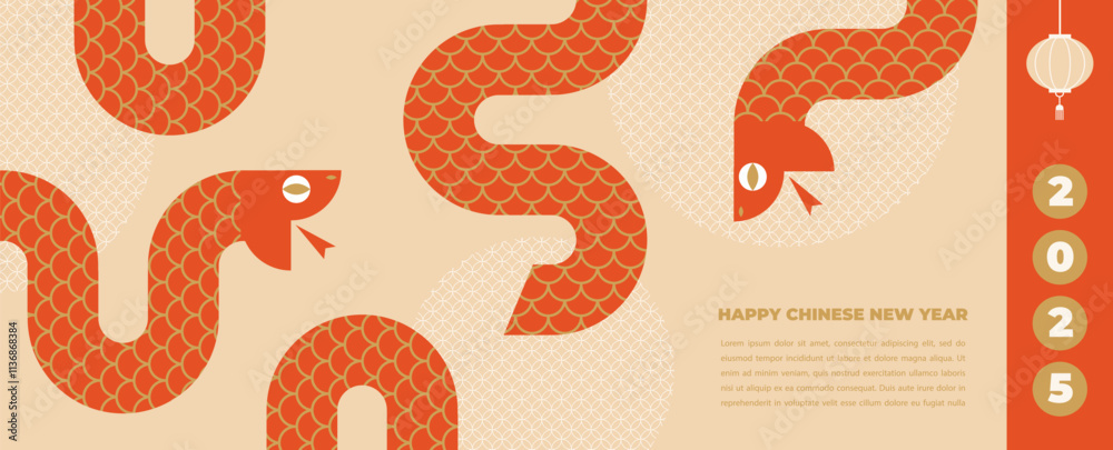 Adobe IllustratorChinese new year 2025 year of the Snake. Red Snake ...