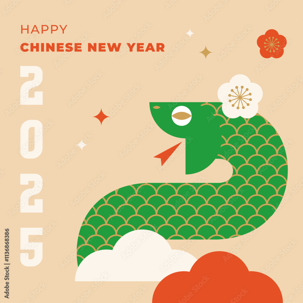 Adobe IllustratorChinese new year 2025 year of the Snake. Red Snake ...
