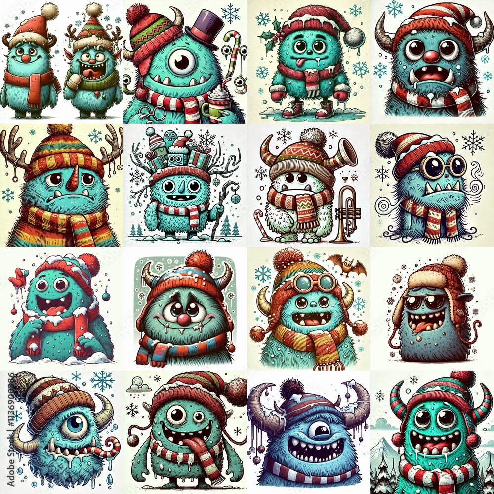 Cartoon winter monster. AI generated illustration Stock Illustration ...