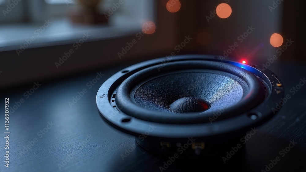 Compact Speaker Interior Layout with Soft Light Glow and Copyspace ...
