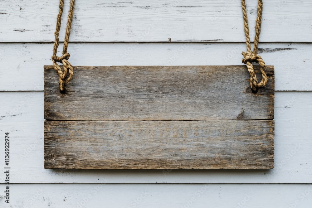 Wooden Signboard with Rope. Wood sign board template. Hanging notice ...