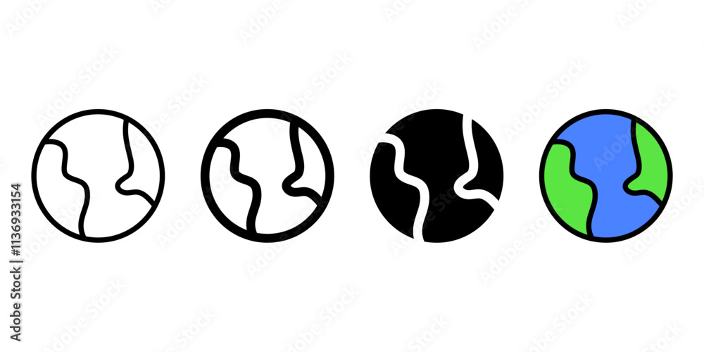 Earth icon. Globe color symbol. Continent sign. Travel around the world ...