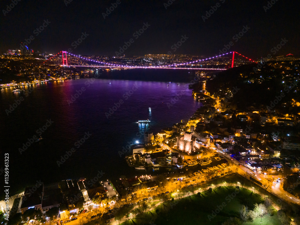 ANATOLIAN FORTRESS (ANADOLU HISARI) AND FATIH SULTAN MEHMET BRIDGE. An ...