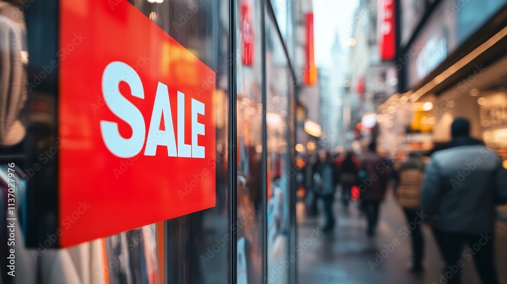 Picture of shop at fashion store window display with text SALE on red ...