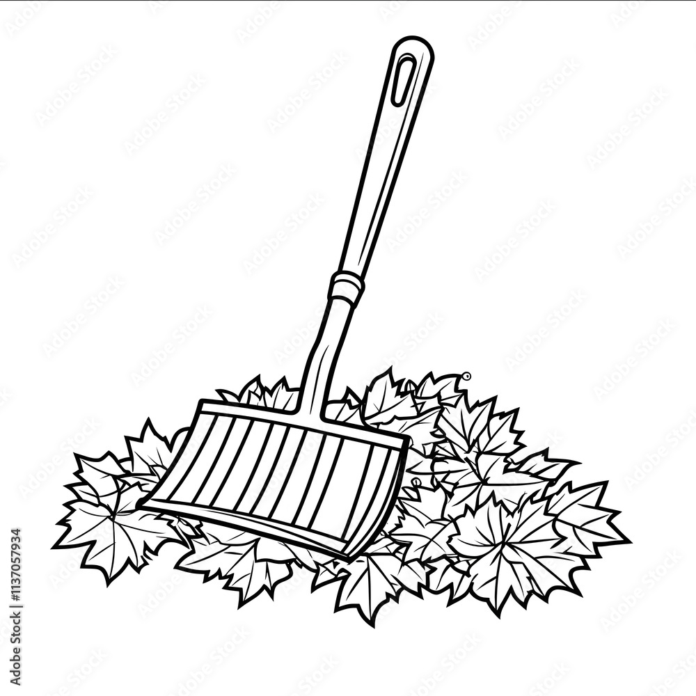 a simple coloring page in white and black outline design of a gardening ...