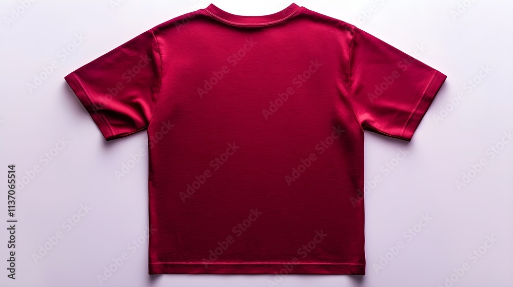 Plain maroon T-shirt back view, isolated on white background, high ...