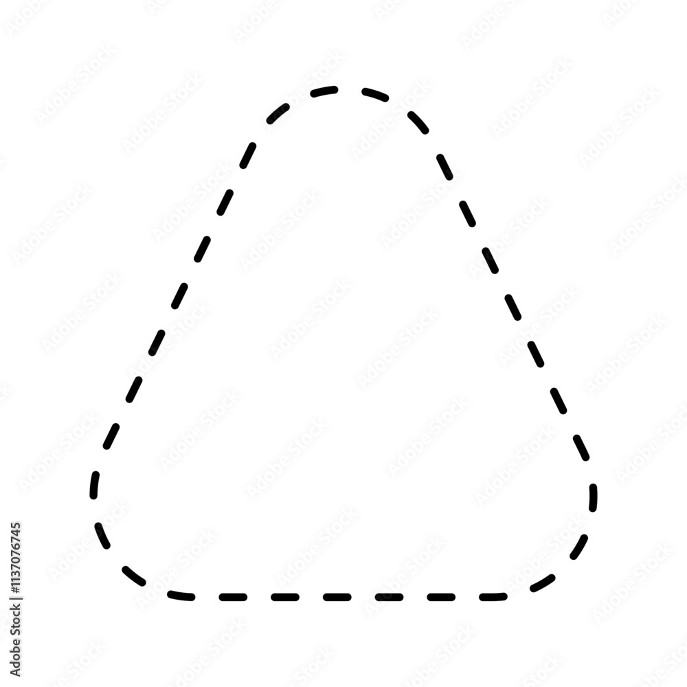 Triangular geometric shape with dashed line. Dotted triangle figure ...