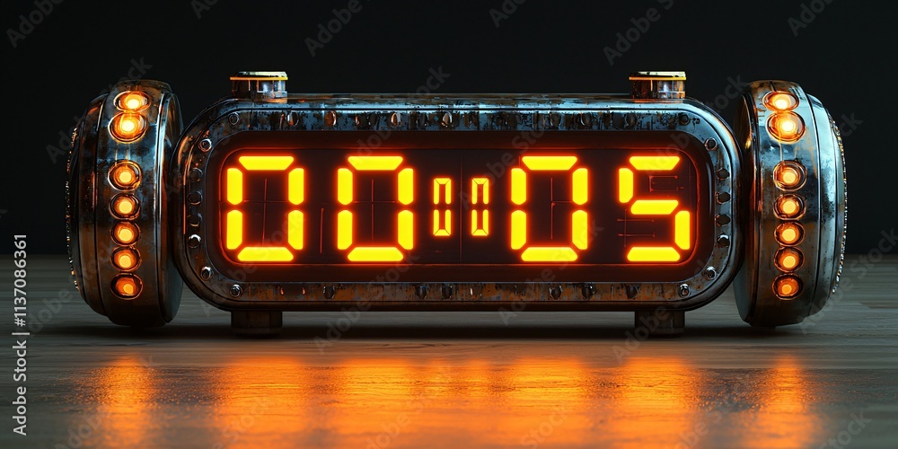 Steampunk Digital Clock Countdown Timer 00 00 05 Grunge Metal ...