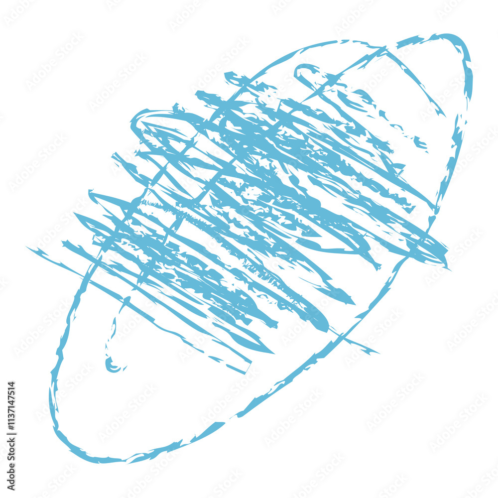 Blue kids drawing png sticker, crayon line art design, transparent ...