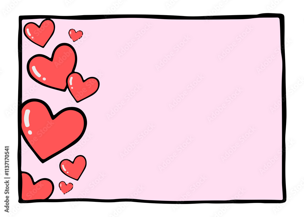 PNG heart frame doodle border pink background Stock Illustration ...