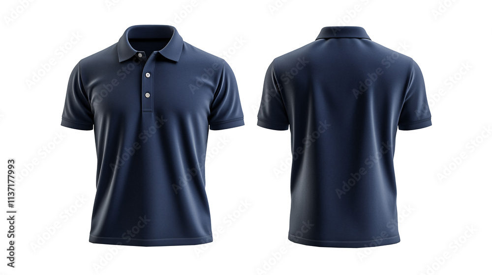 plain navy or dark blue polo t-shirt mockup design. front and back ...