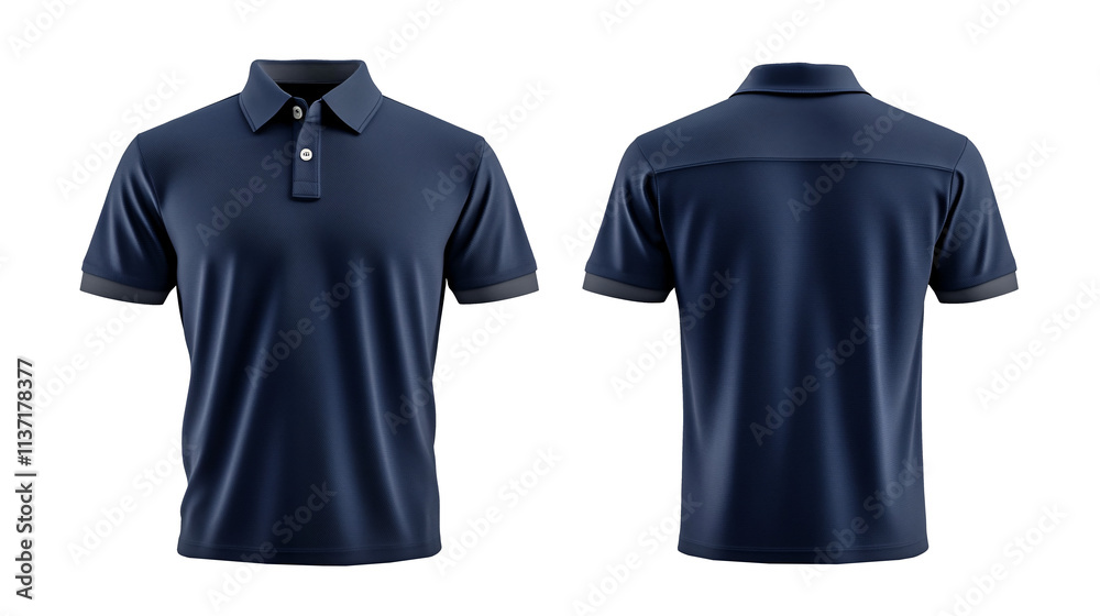 plain navy or dark blue polo t-shirt mockup design. front and back ...