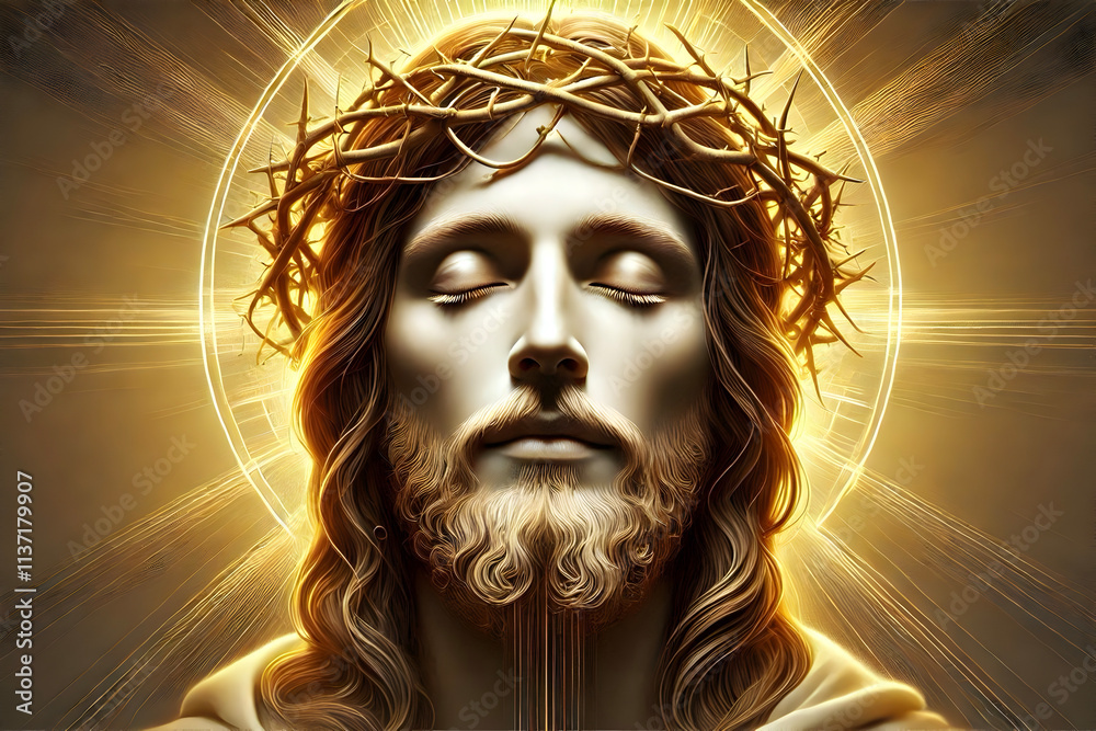 High detail hyper realistic closed up image of jesus christ with ...