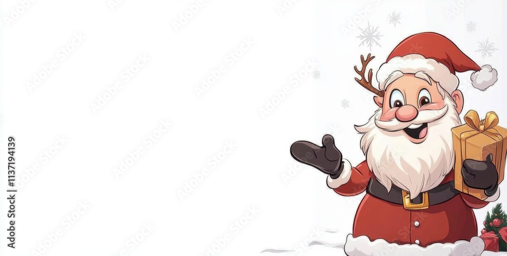 dibujo animado de papa noel y un reno entrañables- sobre fondo blanco ...