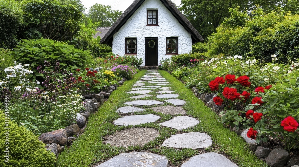 Charming Cottage Garden Path Stone Walkway | Cottagecore aesthetic ...