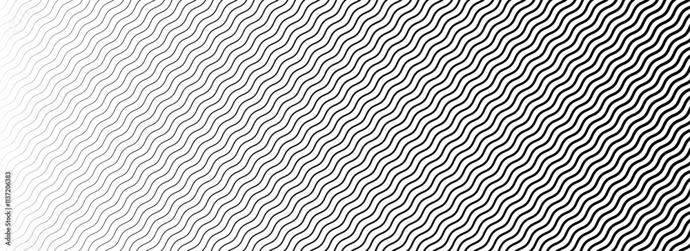 Wavy line geometric gradient pattern. Fading wave halftone gradation ...
