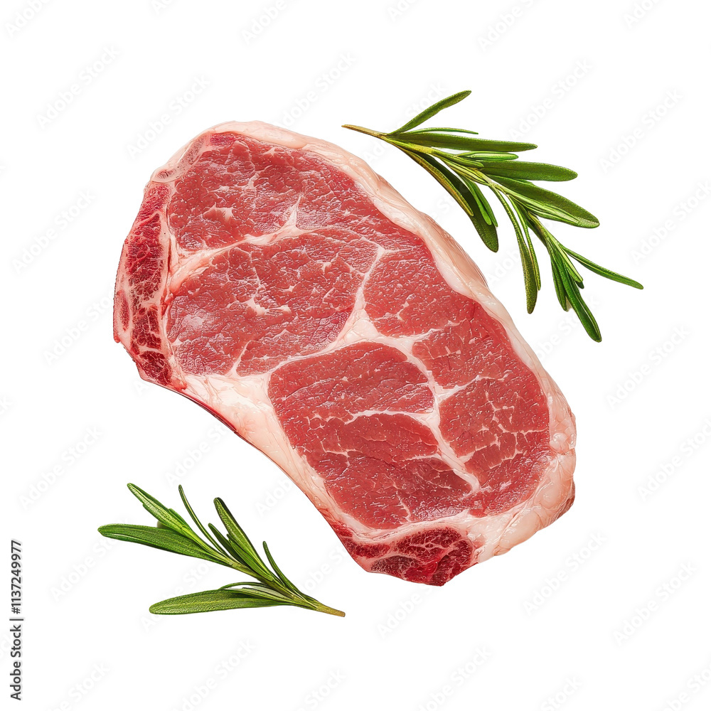 Pork steak isolated on a white background, showcasing its juicy texture ...