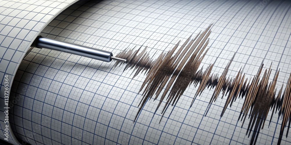 rendered of a seismograph detecting earthquakes or a lie detector ...