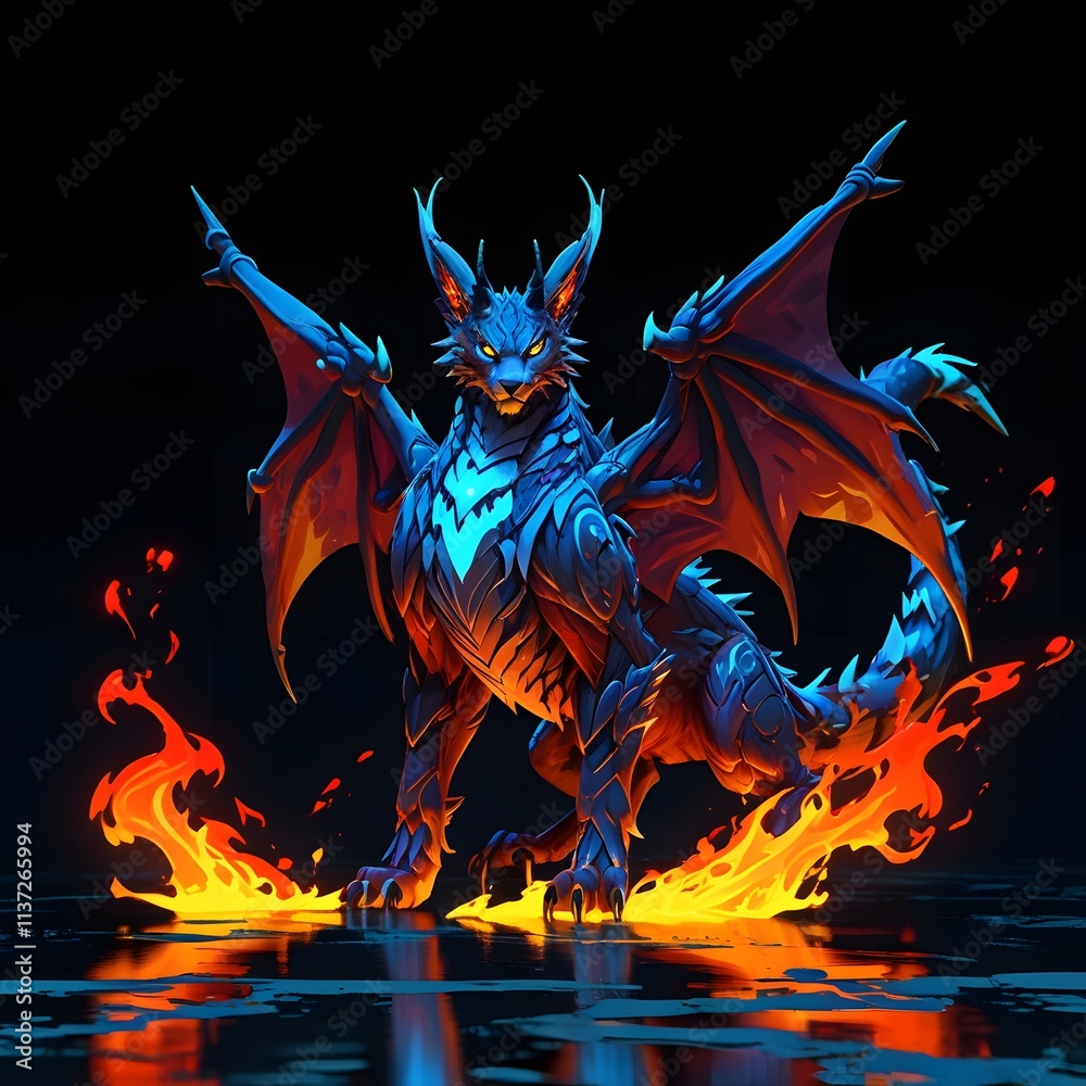 Epic dragon battle in a fiery realm fantasy setting digital art dark ...