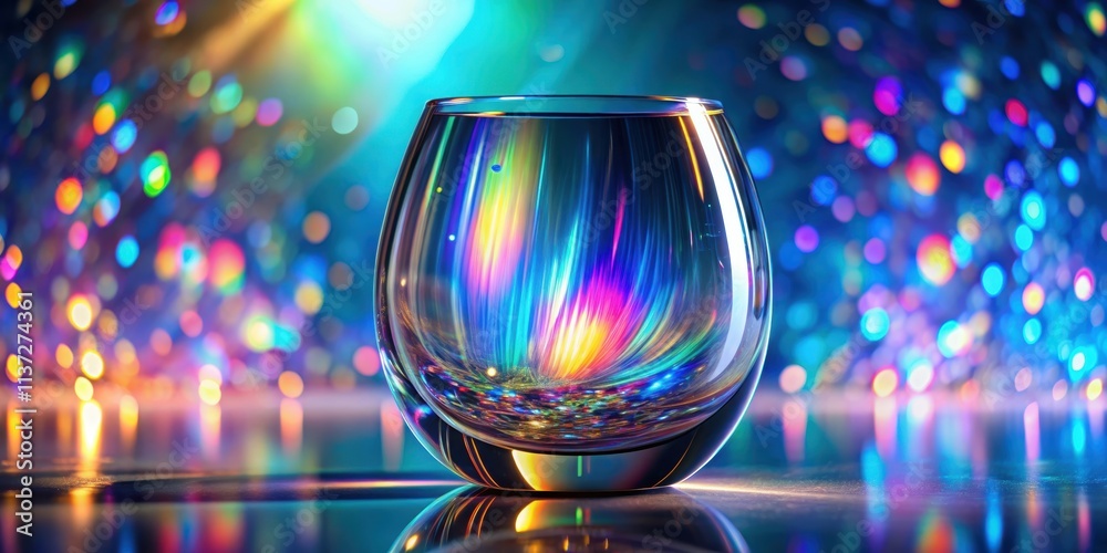Luxurious glass object with dispersion and iridescent effects on modern ...