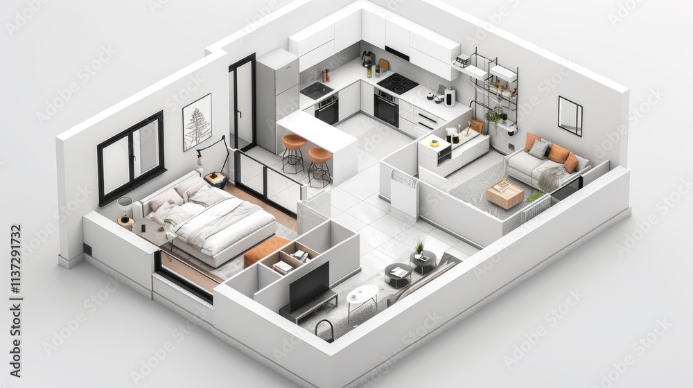 3d top view floor plan interior design, home designer , Open concept ...