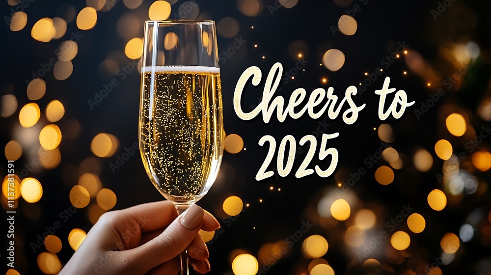 Cheers to 2025 in elegant handwritten script, glowing white text ...