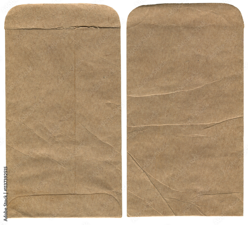 Vintage Brown Paper Envelopes. a high resolution. isolated on white ...