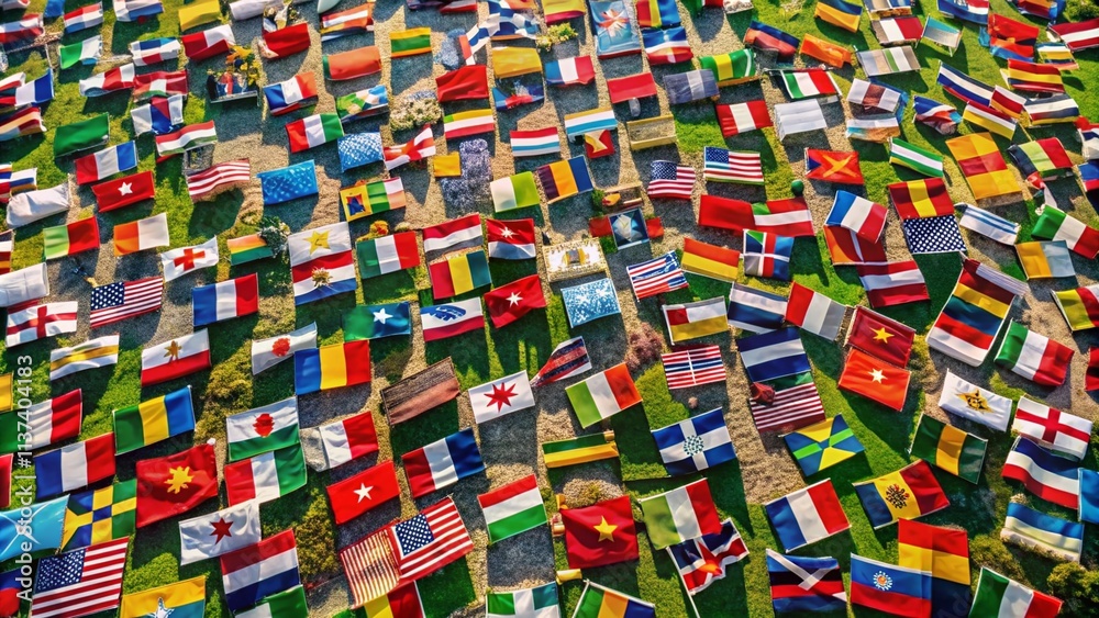 Aerial World Flags Background Photography: High-Resolution Images of ...
