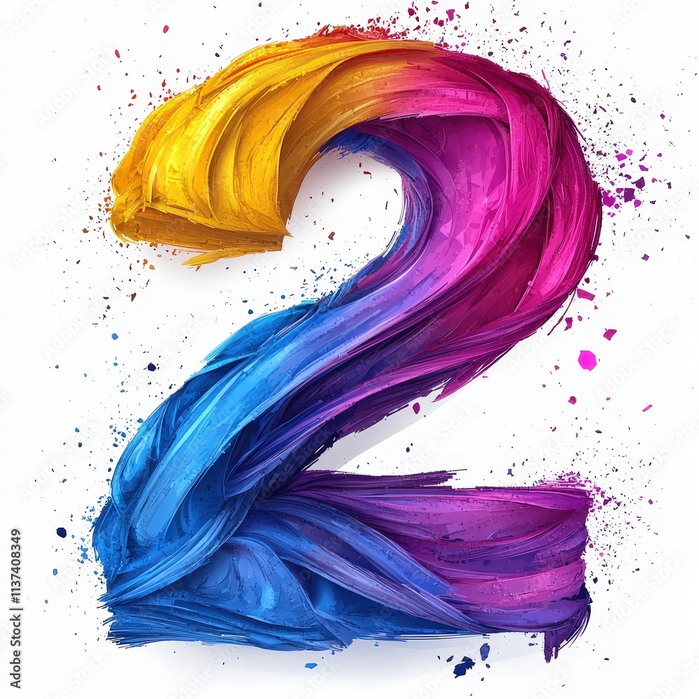 number 2 with abstract motion lines icon logo illustration isolated on ...