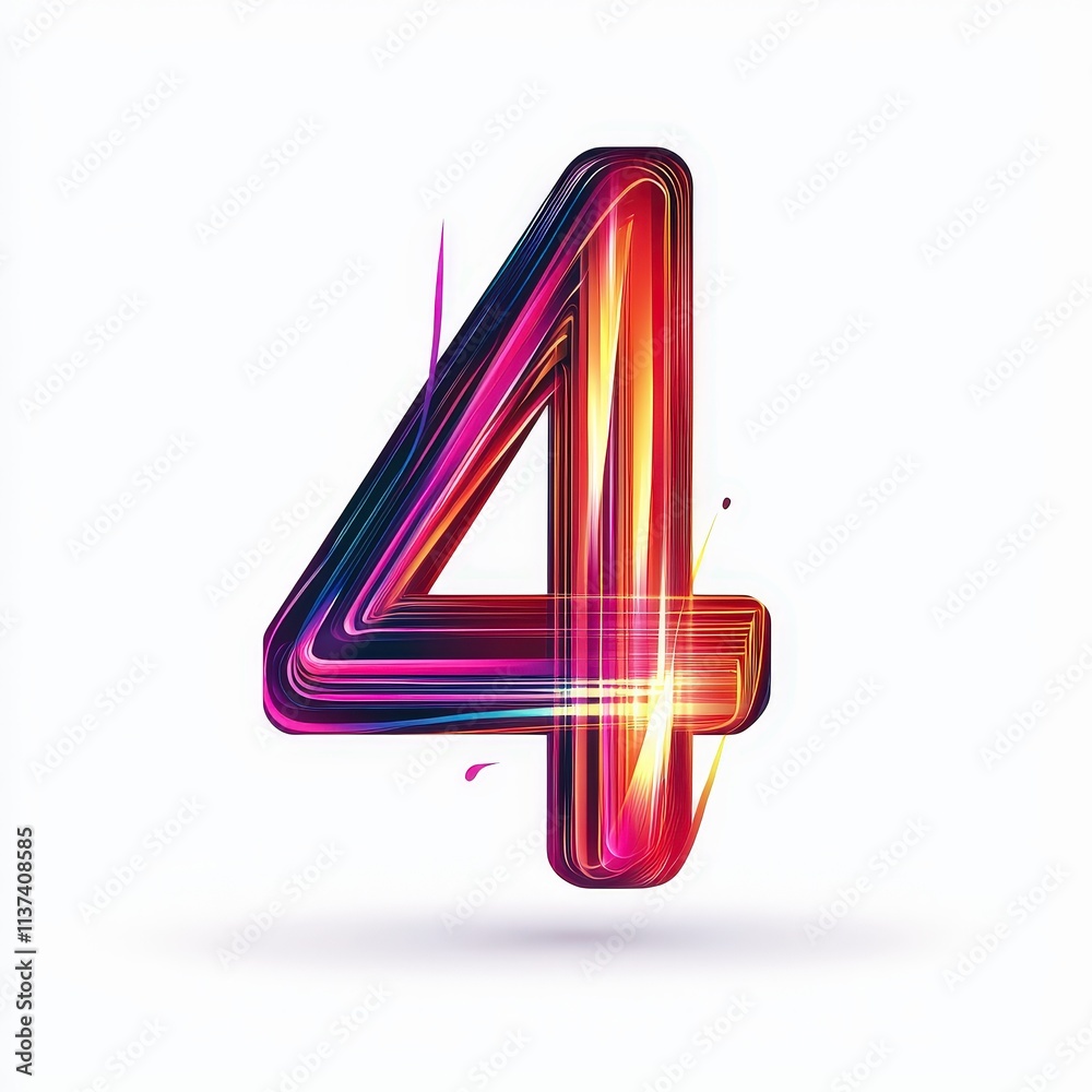 number 4 with abstract motion lines icon logo illustration isolated on ...