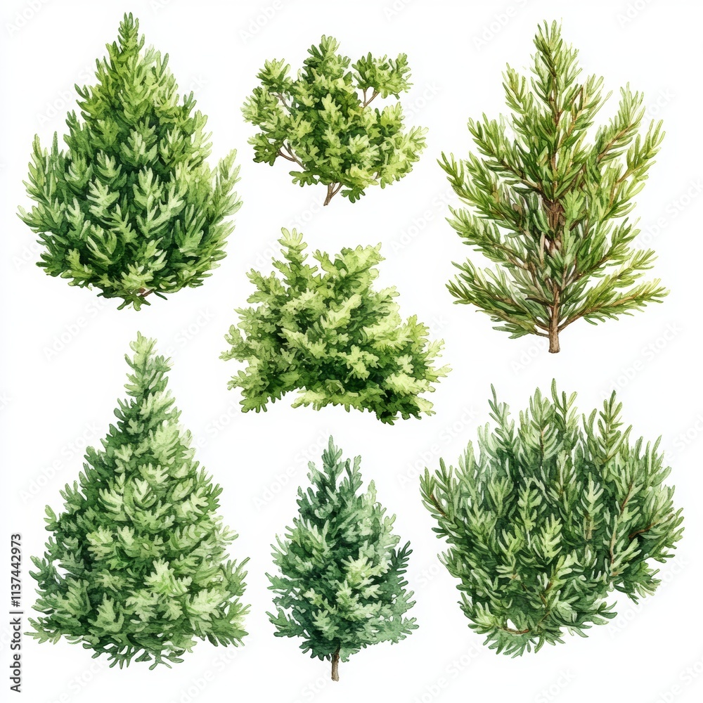 Ilustración de Stock Watercolor Illustration of Thuja Occidentalis ...