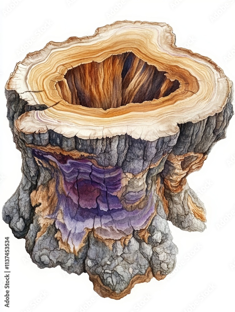 Black Walnut Tree Cross Section Illustration, Educational Use ...