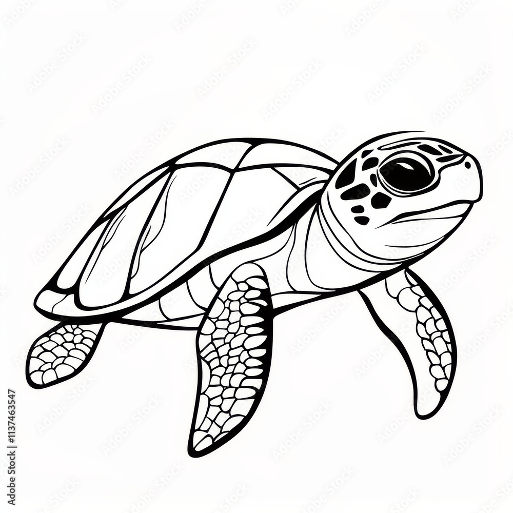 Sea Turtle Line Art: A simple yet beautiful line art illustration of a ...