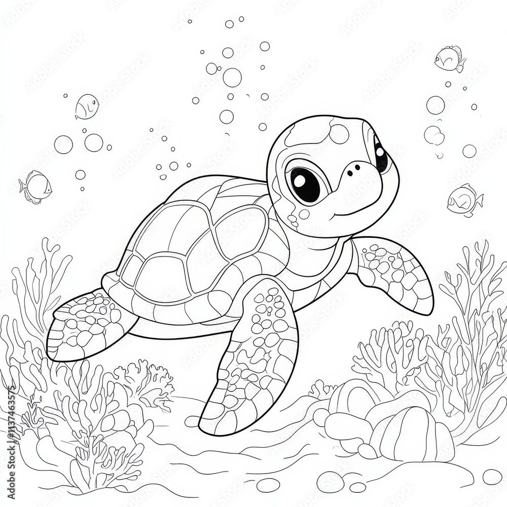 Sea Turtle Coloring Page: A delightful illustration of a sea turtle ...