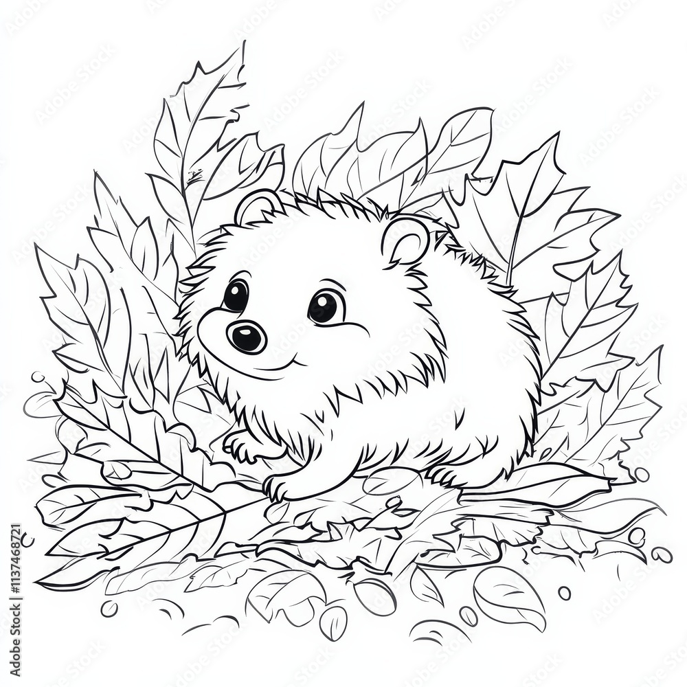 Adorable Hedgehog Coloring Page: A charming and whimsical illustration ...